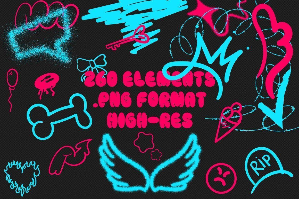 Graffiti Toolkit - 260 PNG Elements - GenZ Academy