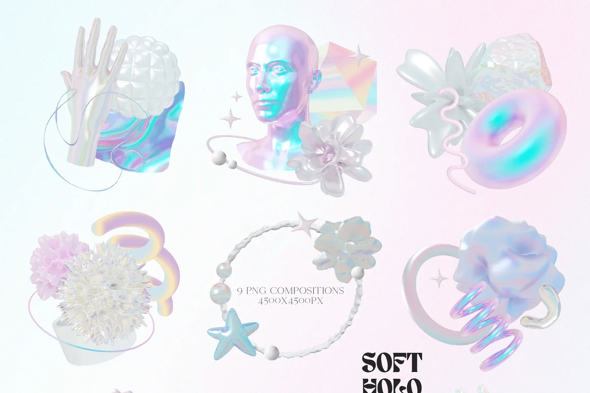 Soft Holo Iridescence 3D Shapes - GenZ Academy