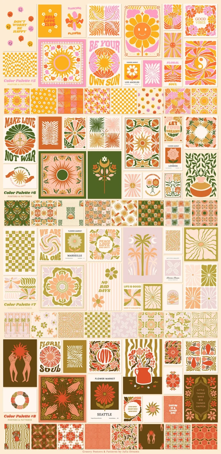 Groovy Boho Posters Patterns Flower 70s - VIP - GenZ Academy