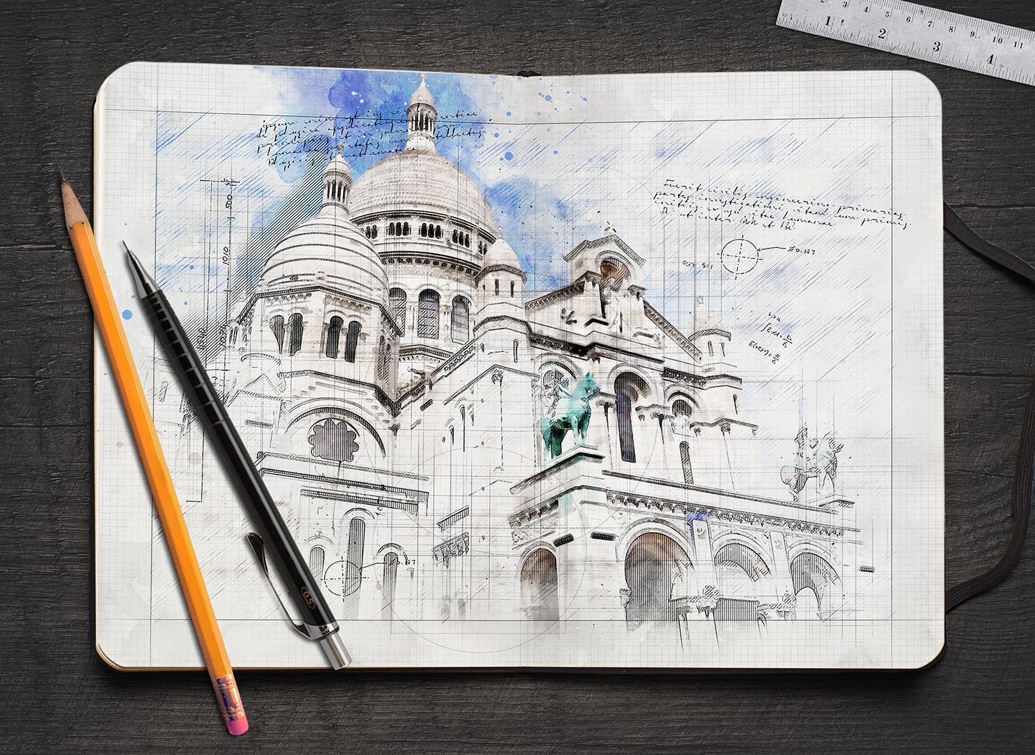 Animated Architecture Sketch and Blueprint Photoshop Action - GenZ Academy