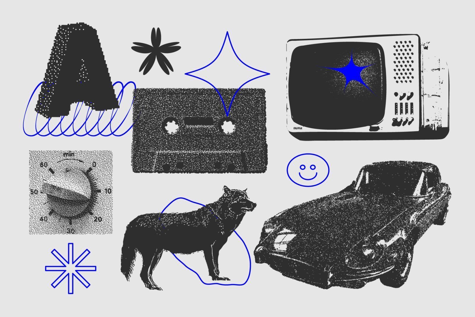 129 Vector Halftone Bitmap Shapes - GenZ Academy