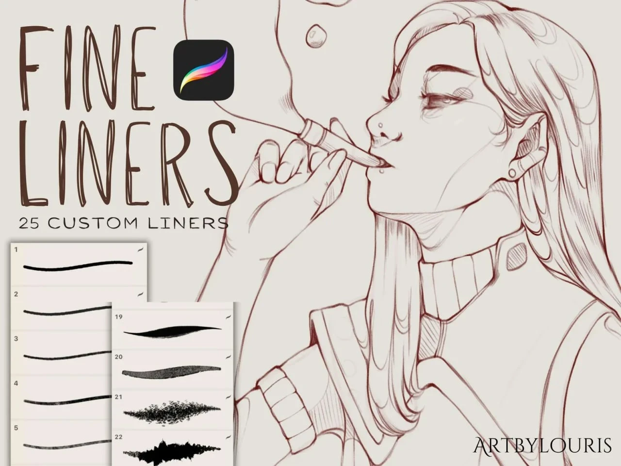 Fine Liners - 25 Brushes for Procreate - GenZ Academy